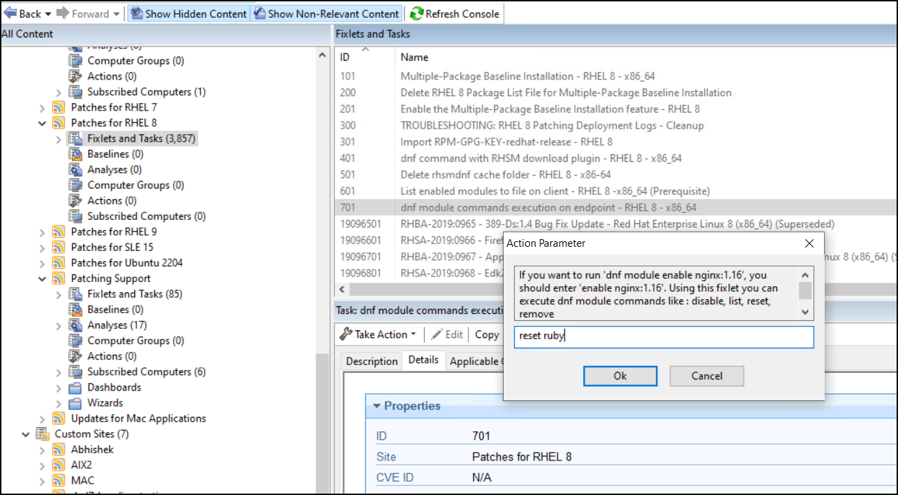 Patch using modular Fixlets
